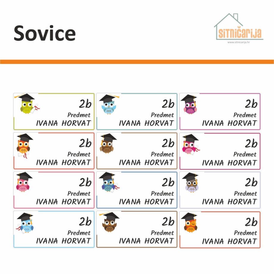 Naljepnice za knjige i bilježnice - Sovice • Sitničarija.hr