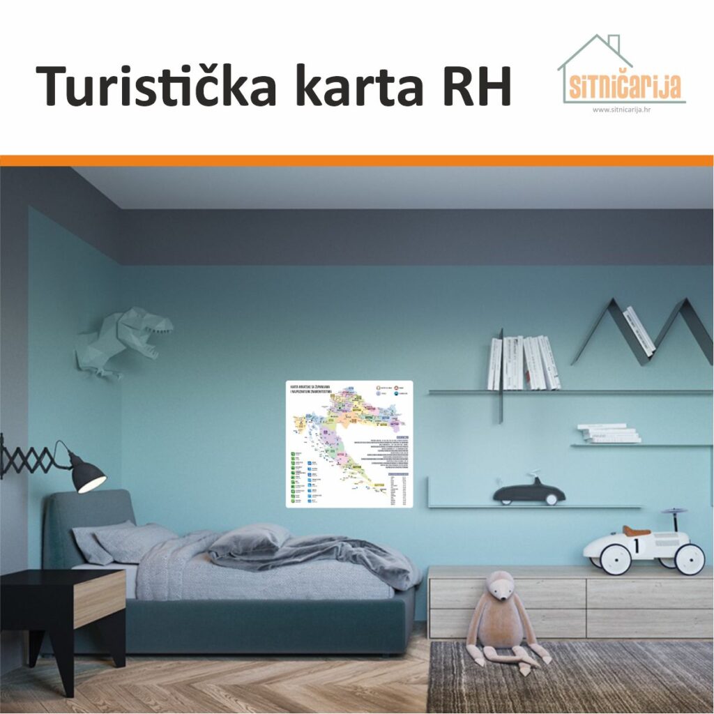 Edukacijska naljepnica - Turistička karta Hrvatske • Sitničarija.hr
